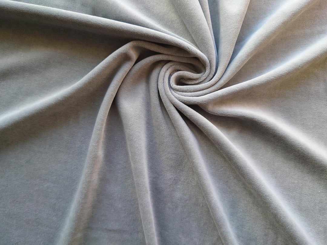 Light Grey Velour Fabric in Organic Cotton. Light Gray, Solid Grey ...