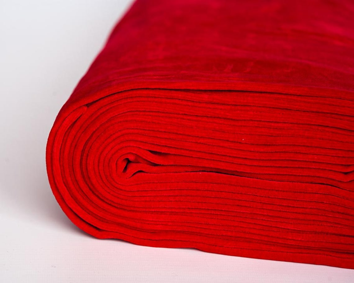 Red Velour Fabric in Organic Cotton. Solid Red Velvet Fabric by 1/2 the ...