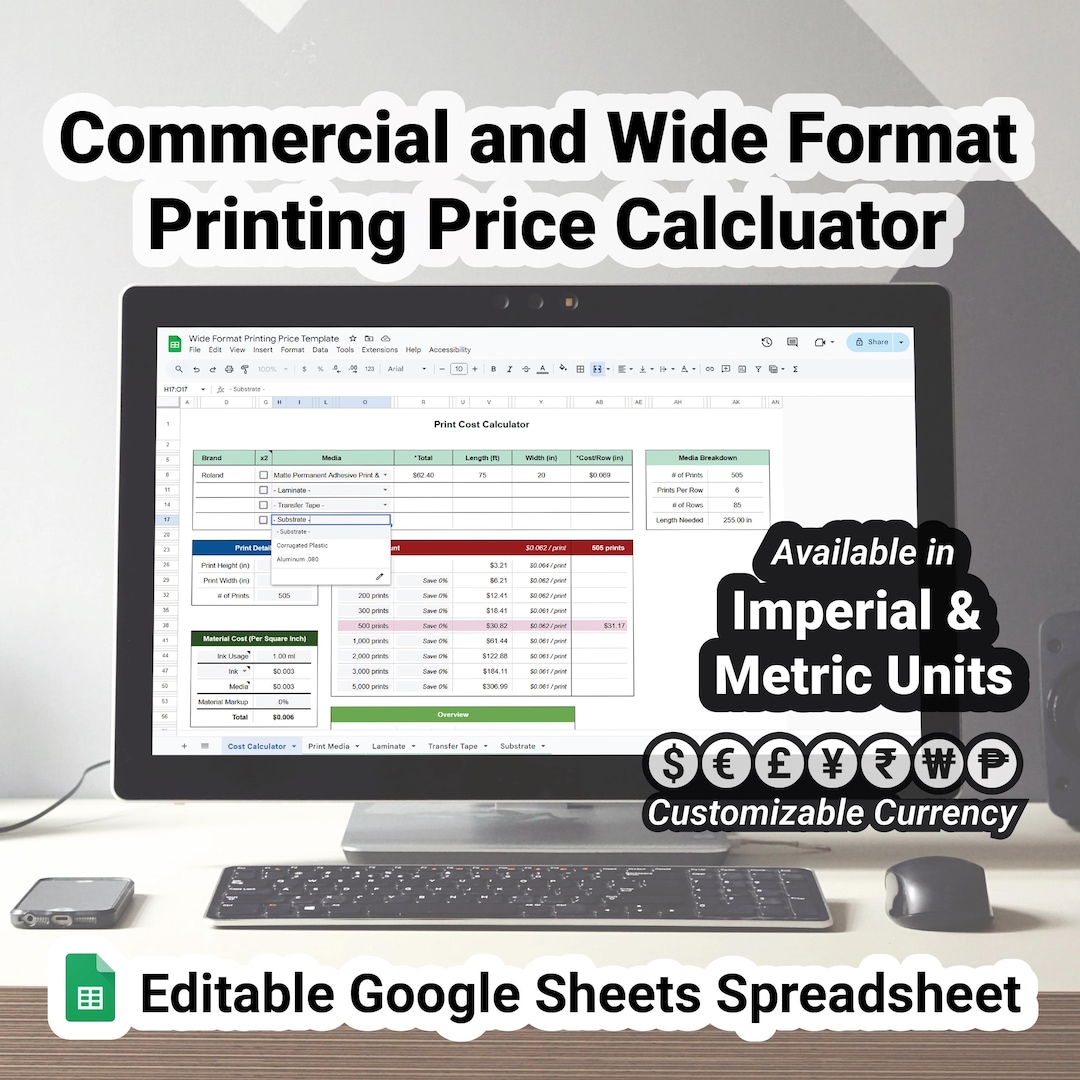 Wide Format Printing Price Calculator: Customizable Spreadsheet ...