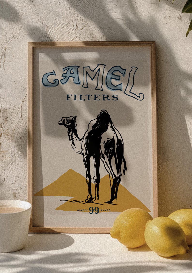 Vintage Camel, Old Cigarette Poster, Retro Tobacco Ad, Classic Smoking ...