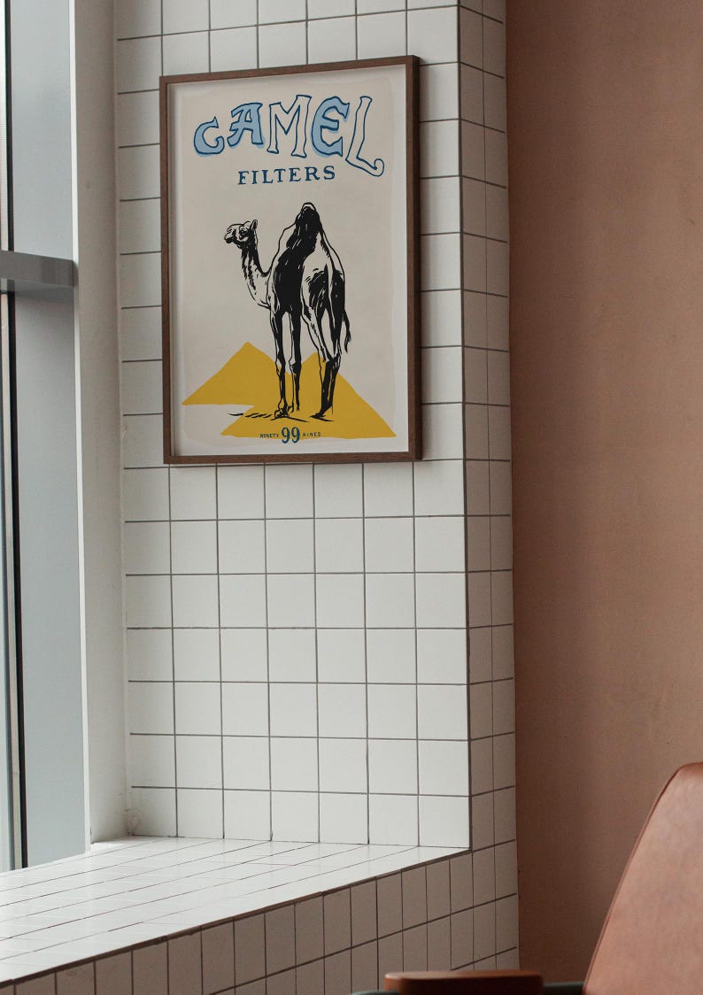 Vintage Camel, Old Cigarette Poster, Retro Tobacco Ad, Classic Smoking ...