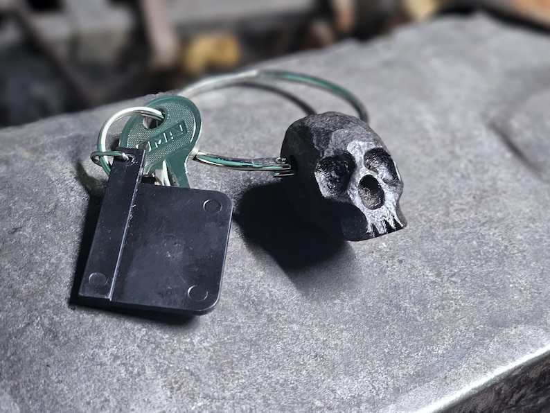 Hand Forged Sculpted Metal Skull Keyring / Keychain - Etsy