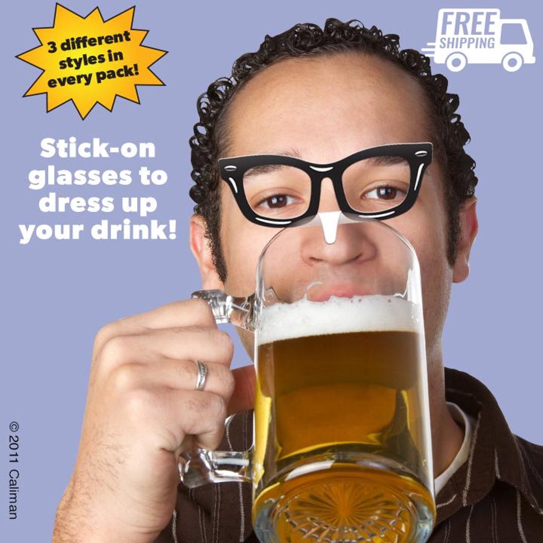 Cheers Looking at You Stick on Glasses for Drink Ware. Dress up Your ...