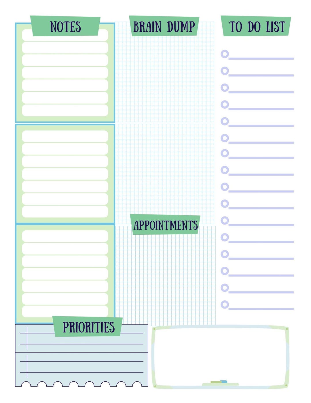 Brain Dump and Things to Do Planner Page, Appointment Reminder ...