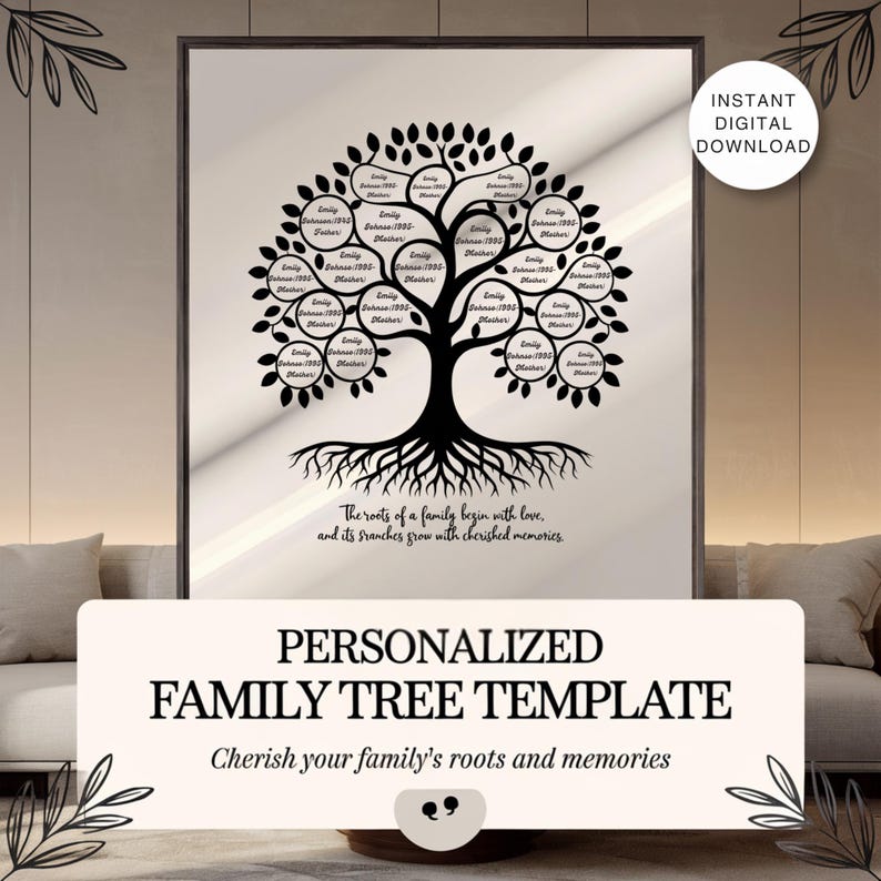 Custom Family Tree Design | Roots and Memories Art | Ancestry Digital ...