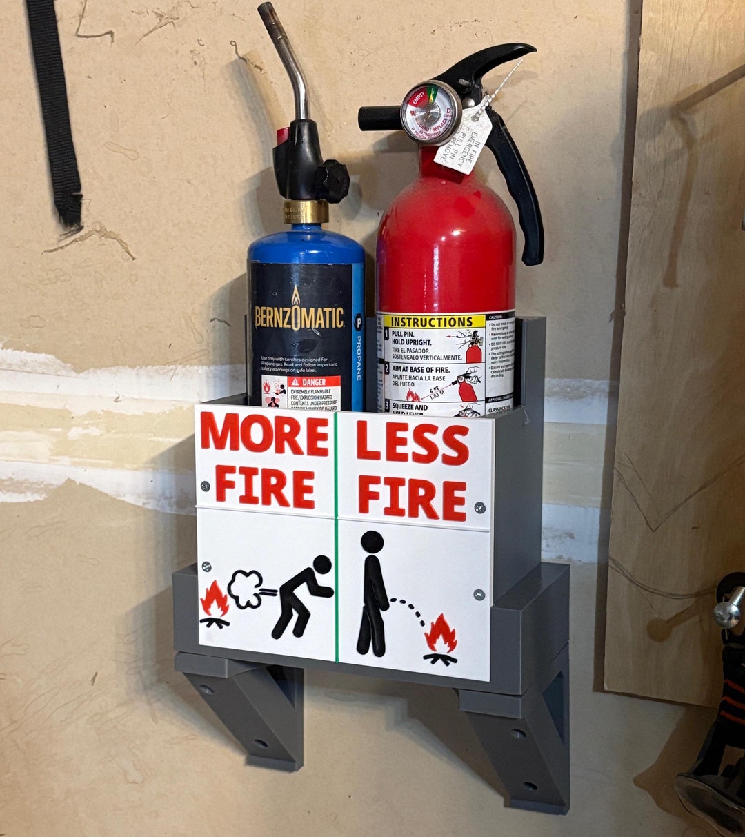 More Fire Less Fire - Torch and Fire Extinguisher Shelf - Etsy