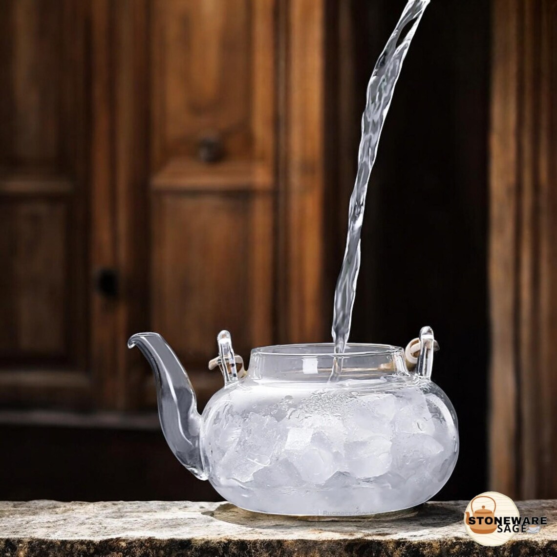 Bamboo Handle Beam Tea Pot | Glass Teapot Set With Filter | Heat ...