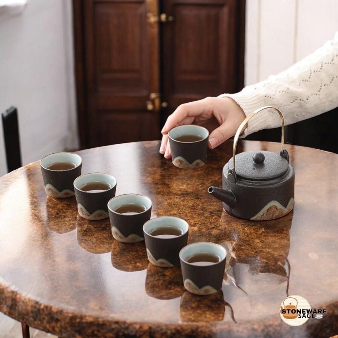 Japanese Hand-painted Tea Set, Complete Ancient Tea Ceremony Pottery ...