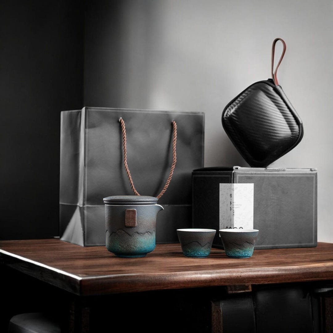 Ceramic Portable Kung Fu Tea Set Travel Tea Kit for Outdoor Adventures ...