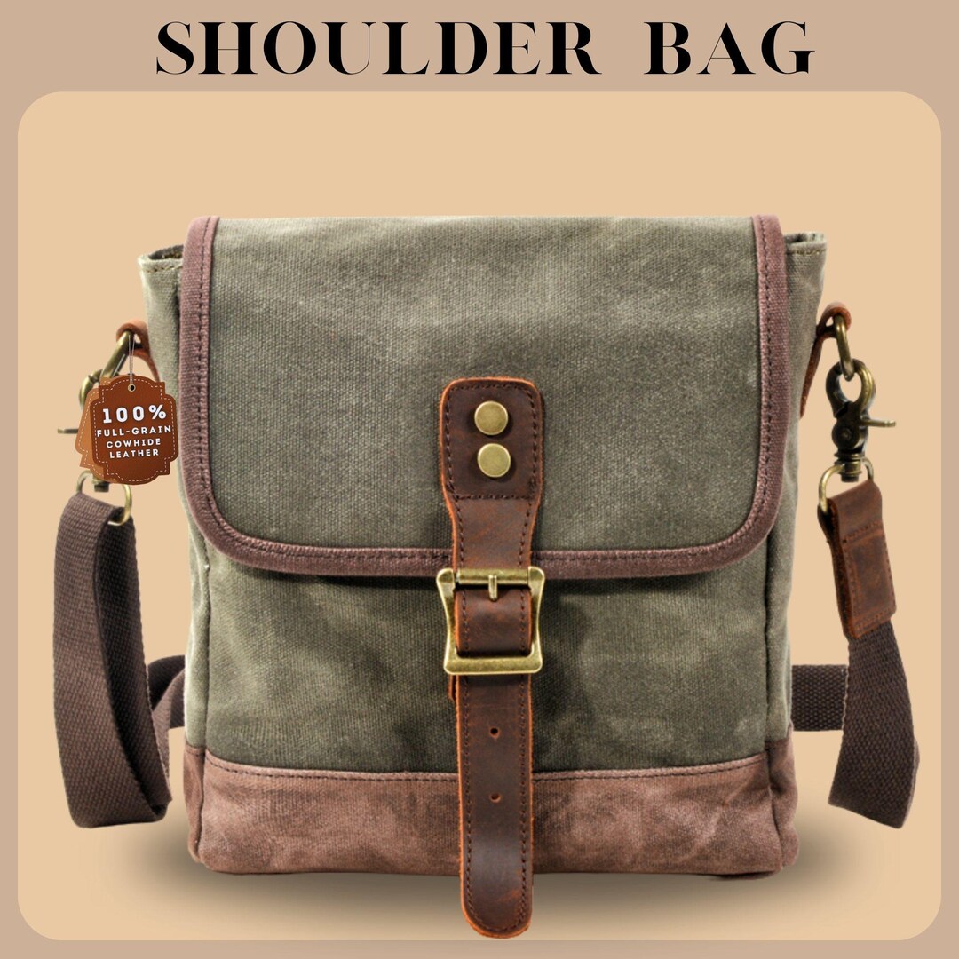 Canvas Bag, Sling Bag Crossbody Bag Men, Canvas Shoulder Bag Leather ...