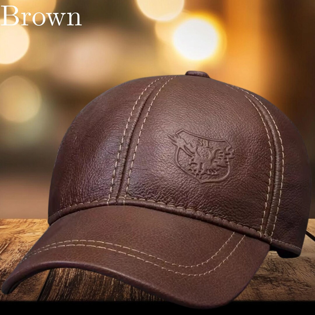 Eagle Print Leather Baseball Cap Handmade Cowhide Dad Hat, - Etsy