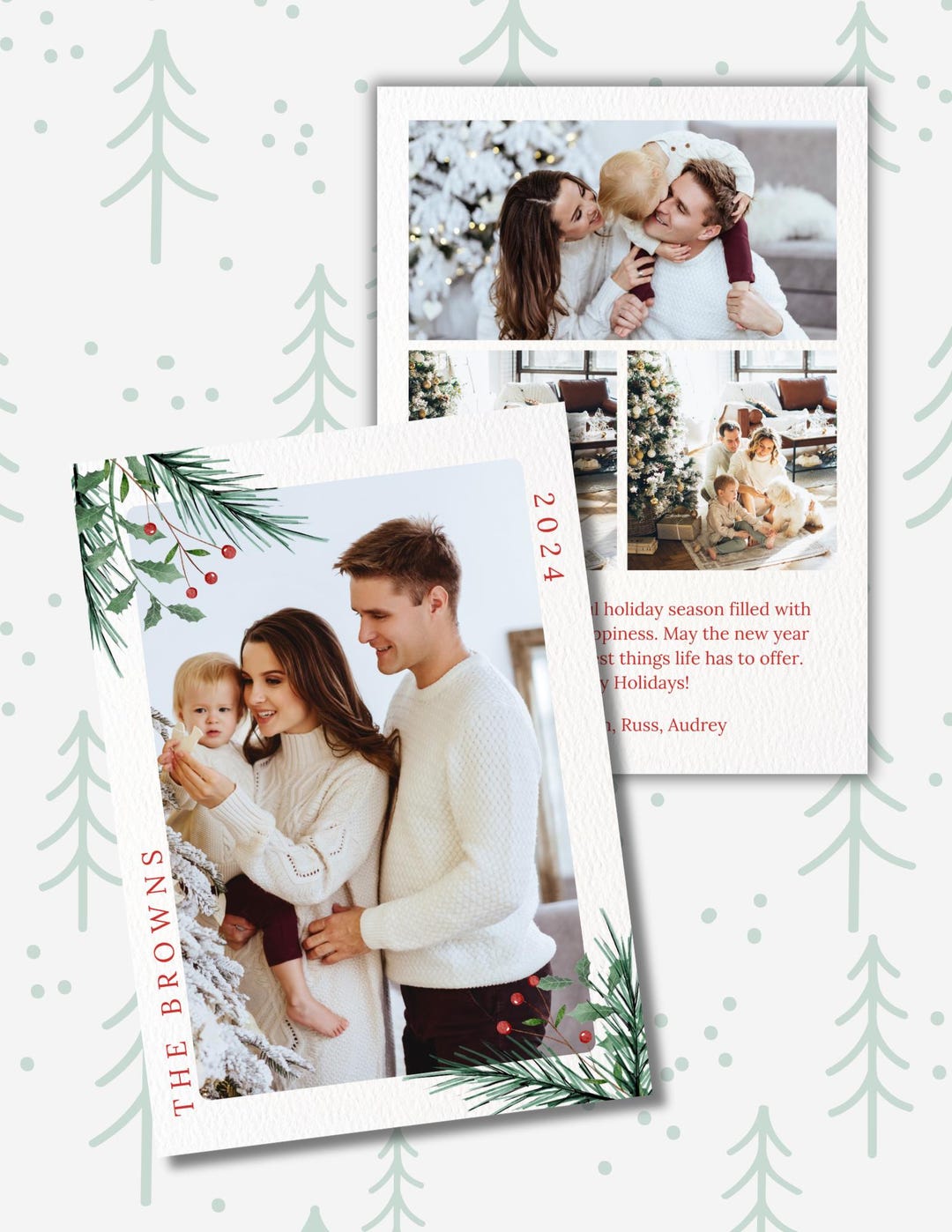 Holiday Christmas Family Card Template Download - Etsy