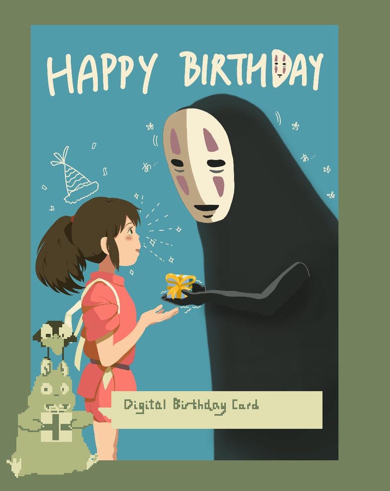 Spirited Away Kaonashi No-face Birthday Card - Etsy