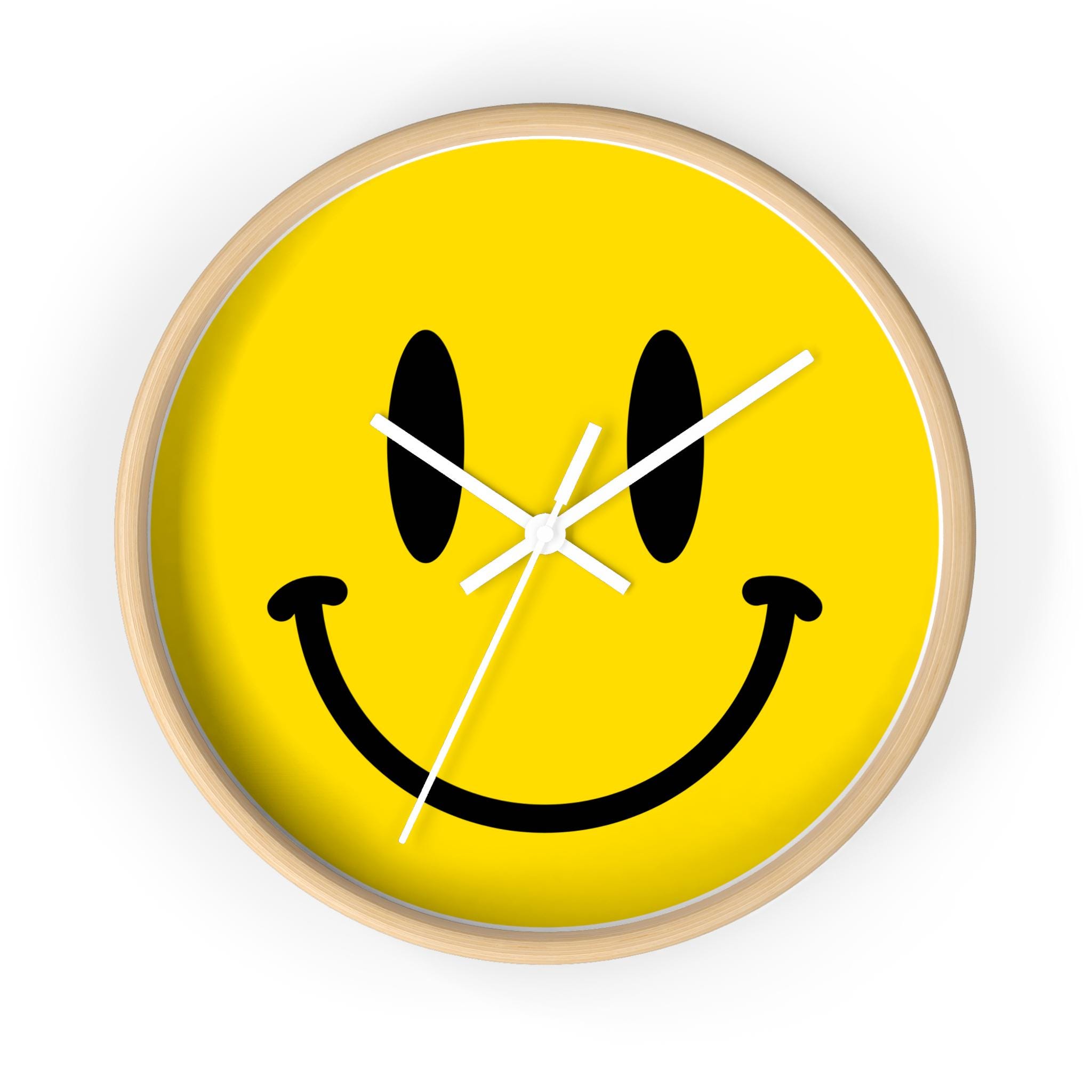 Retro Smiley Face Wall Clock Bright Yellow Happy Face Design for Home ...