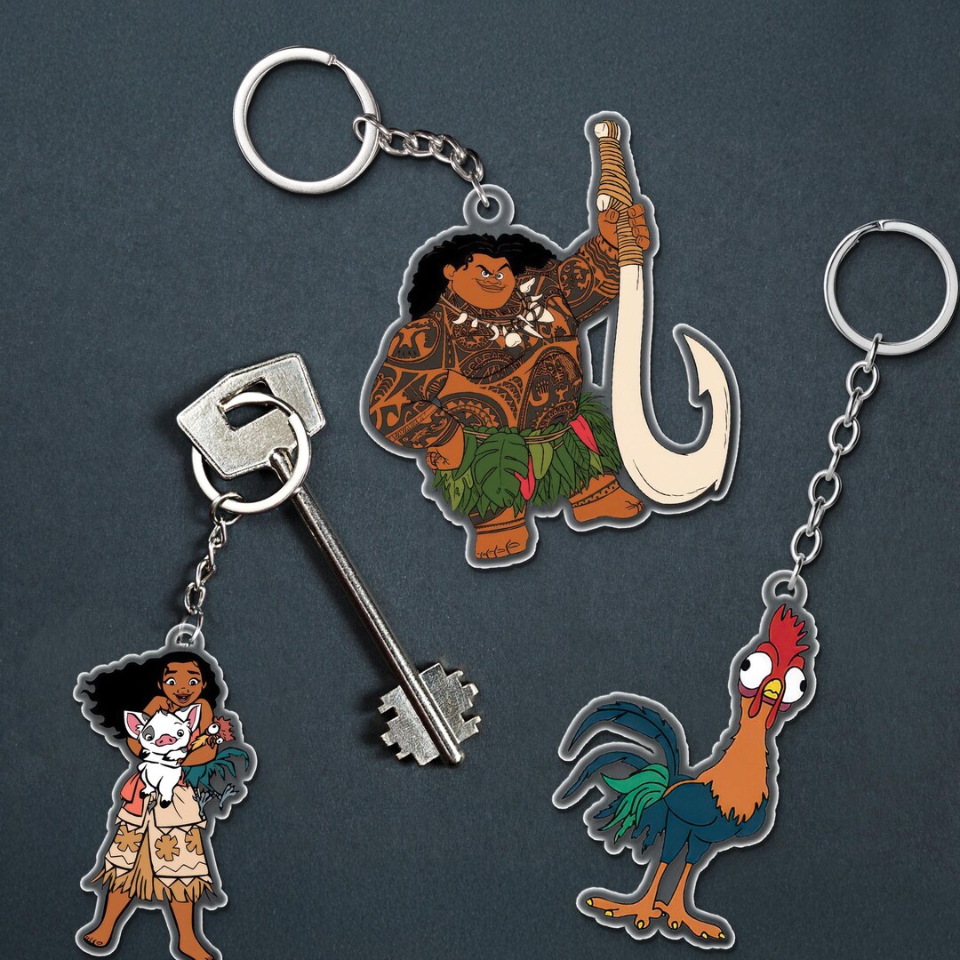 Moana Disney Acrylic Keychain, Chibi Princess Keyring, Moana Keychain ...