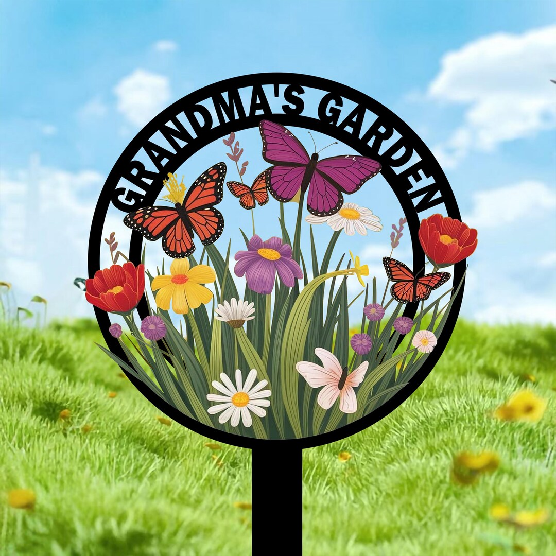 Custom Garden Metal Sign With Stakes, Personalized Garden Flower Sign ...