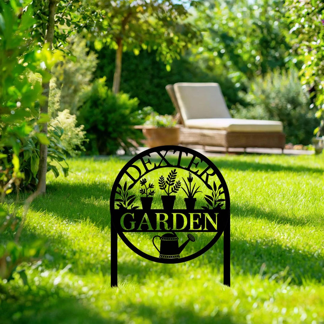 Personalized Metal Garden Sign With Stakes, Custom Gardener Name Sign ...