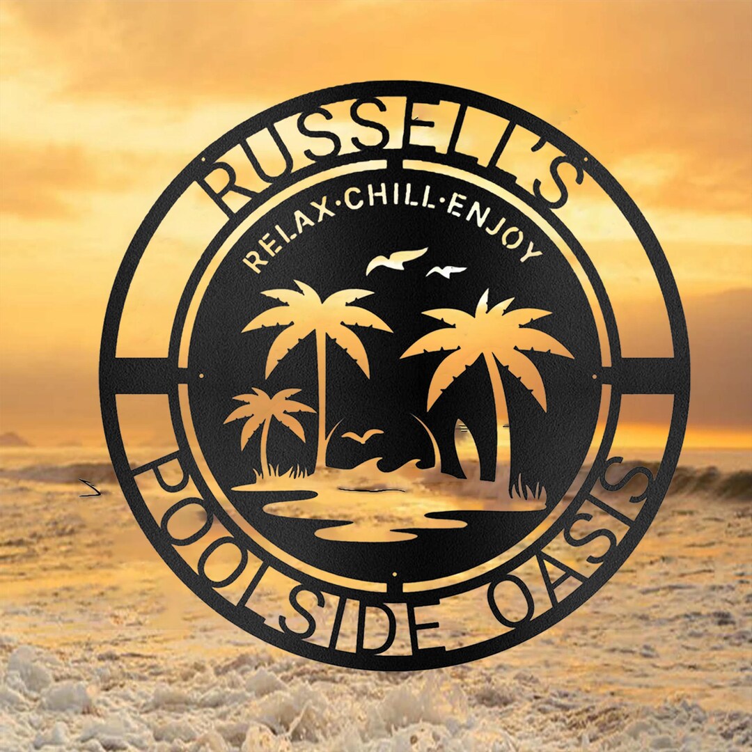 Custom Beach House Metal Sign Personalized Coastal House Name Sign for ...