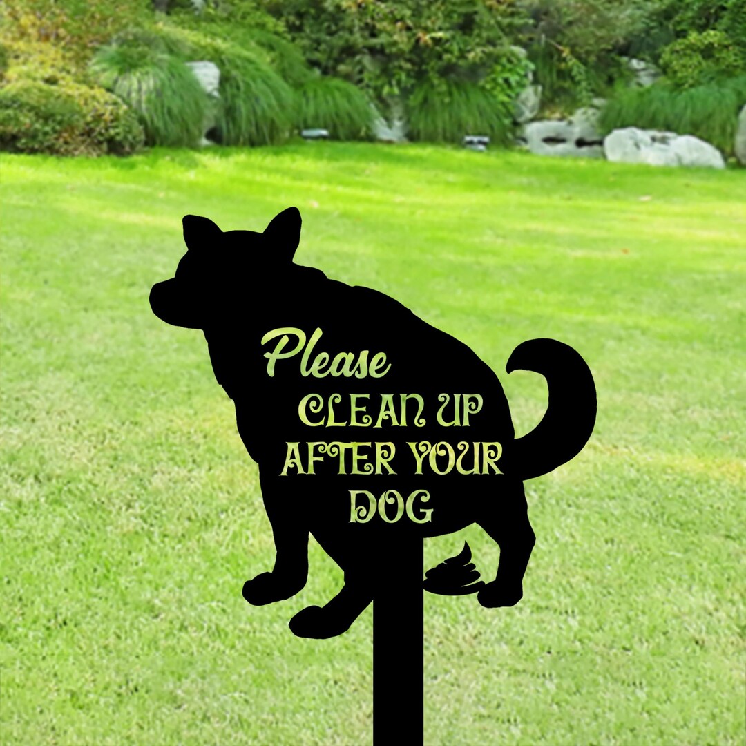 Funny No Dog Poop Sign – Metal Yard Sign for Lawn, Clean up After Your ...