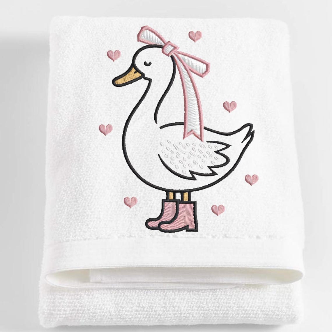 Cute Silly Goose Embroidery Design With Big Bow Easter Spring Machine ...