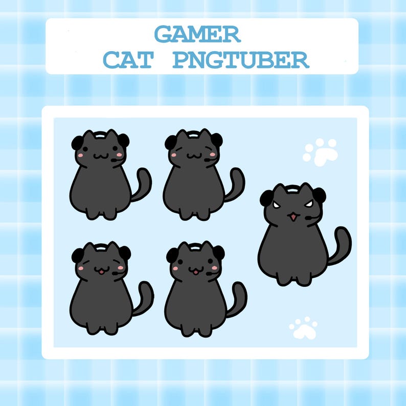 Gamer Black Cat Pngtuber | Chibi | Cute | Kawaii | Twitch | Youtube ...