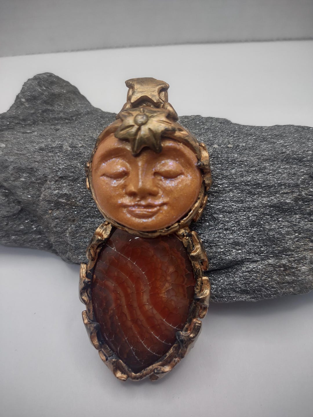 Dragon Scale Agate Goddess Intention Pendant Copper Reds and Bronze ...