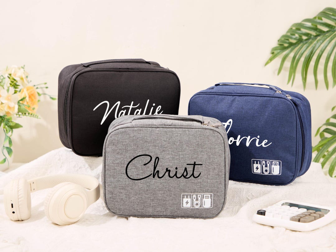 Personalized Cable and Charger Organizer Bag,digital Storage Bag ...