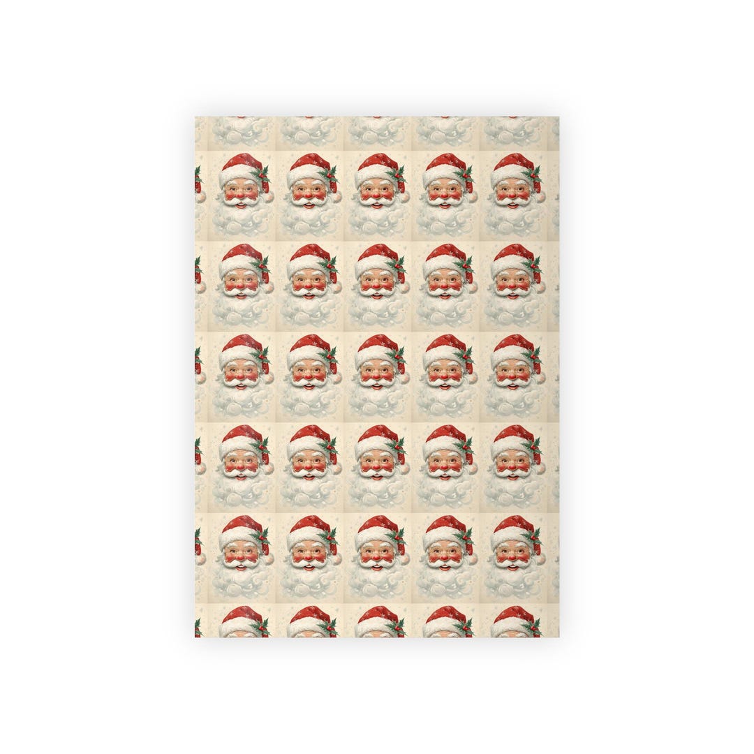 Vintage Santa Gift Wrapping Paper Roll, Holiday Wrapping, Christmas ...