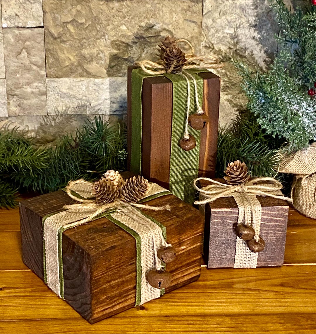 Christmas Wood Gifts, Christmas Packages, Rustic Christmas Decor ...