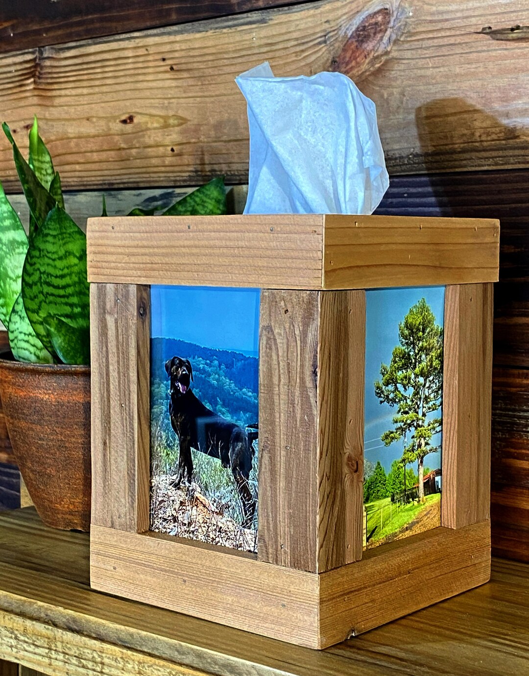 Personalized Gift Idea, Handmade Wood Tissue Box Cover Picture Frames ...