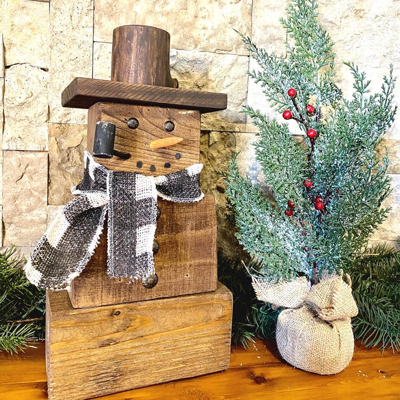 Rustic Wooden Snowman Decor - Etsy