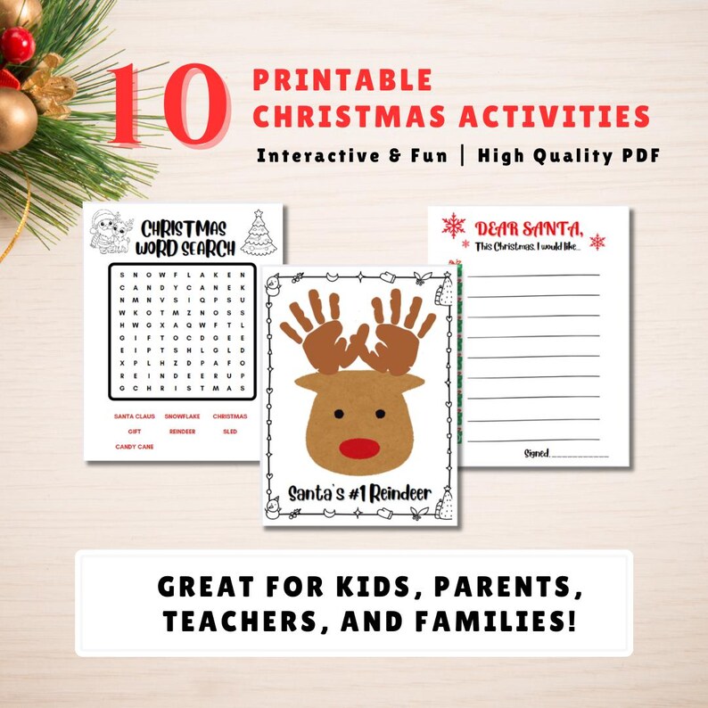 10 Printable Christmas Activities for Kids and Family, Interactive ...