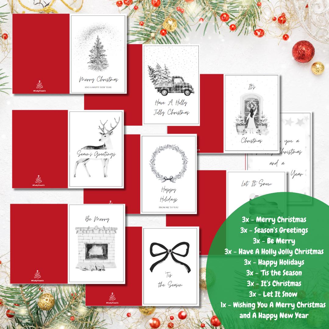 25 Foldable Christmas Cards, Printable PDF, Unique Christmas Designs ...