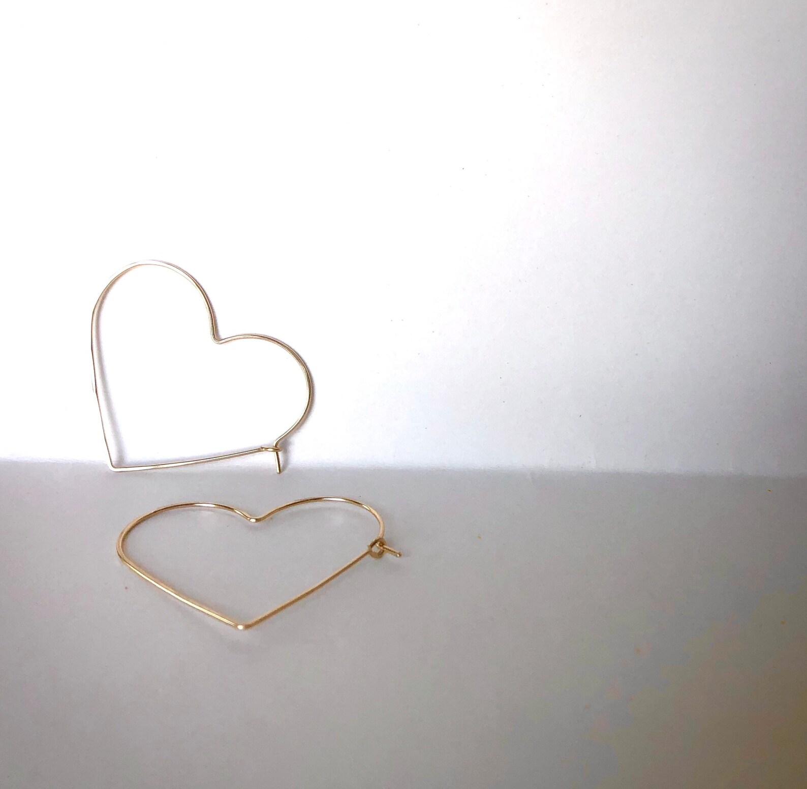 Gold Heart Hoop Earrings/ Delicate Dainty Boho Hoops/ Silver | Etsy