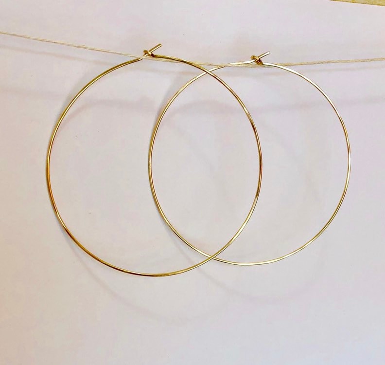 Delicate Oversized Large Gold Hoop Earrings thin skinny | Etsy