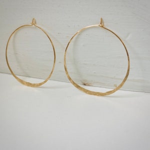 Delicate Hammered Gold Hoop Earrings, Ultra Flat Dainty Hoops, Light ...