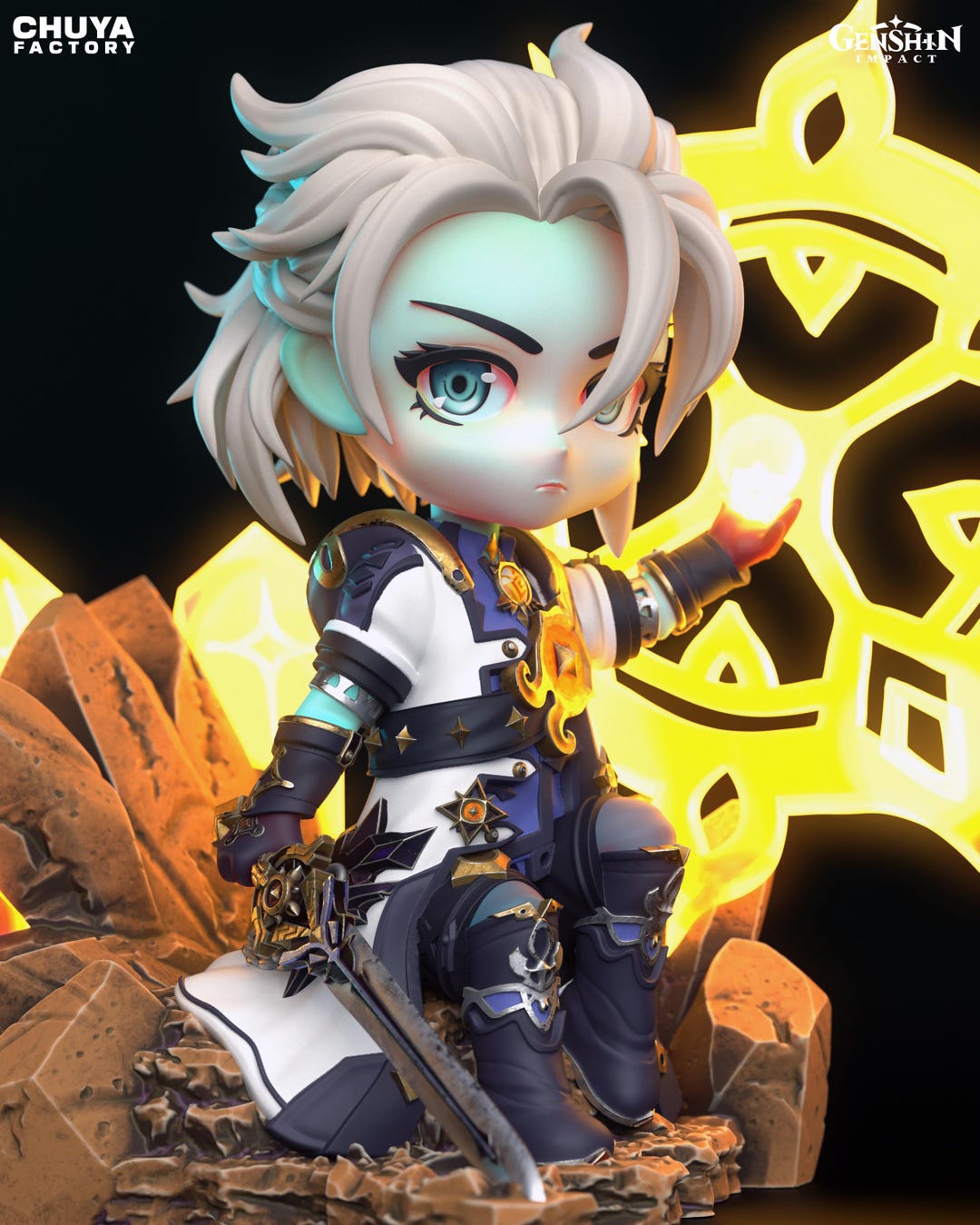 Albedo Genshin Impact Chibi Figure Resin Model Statue Gift for Fans ...