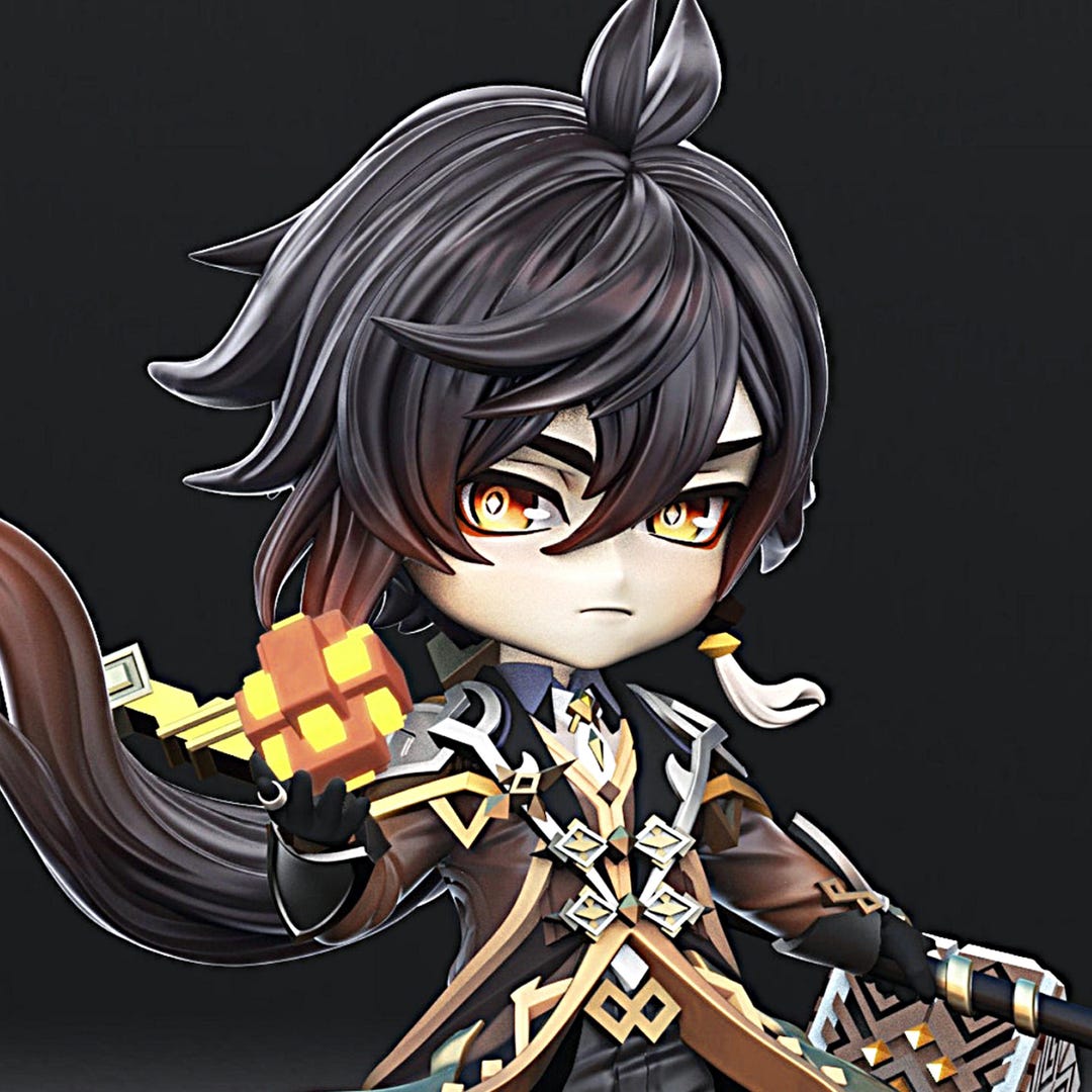 Zhongli Genshin Impact Chibi Figure Resin Model Statue Gift for Fans ...