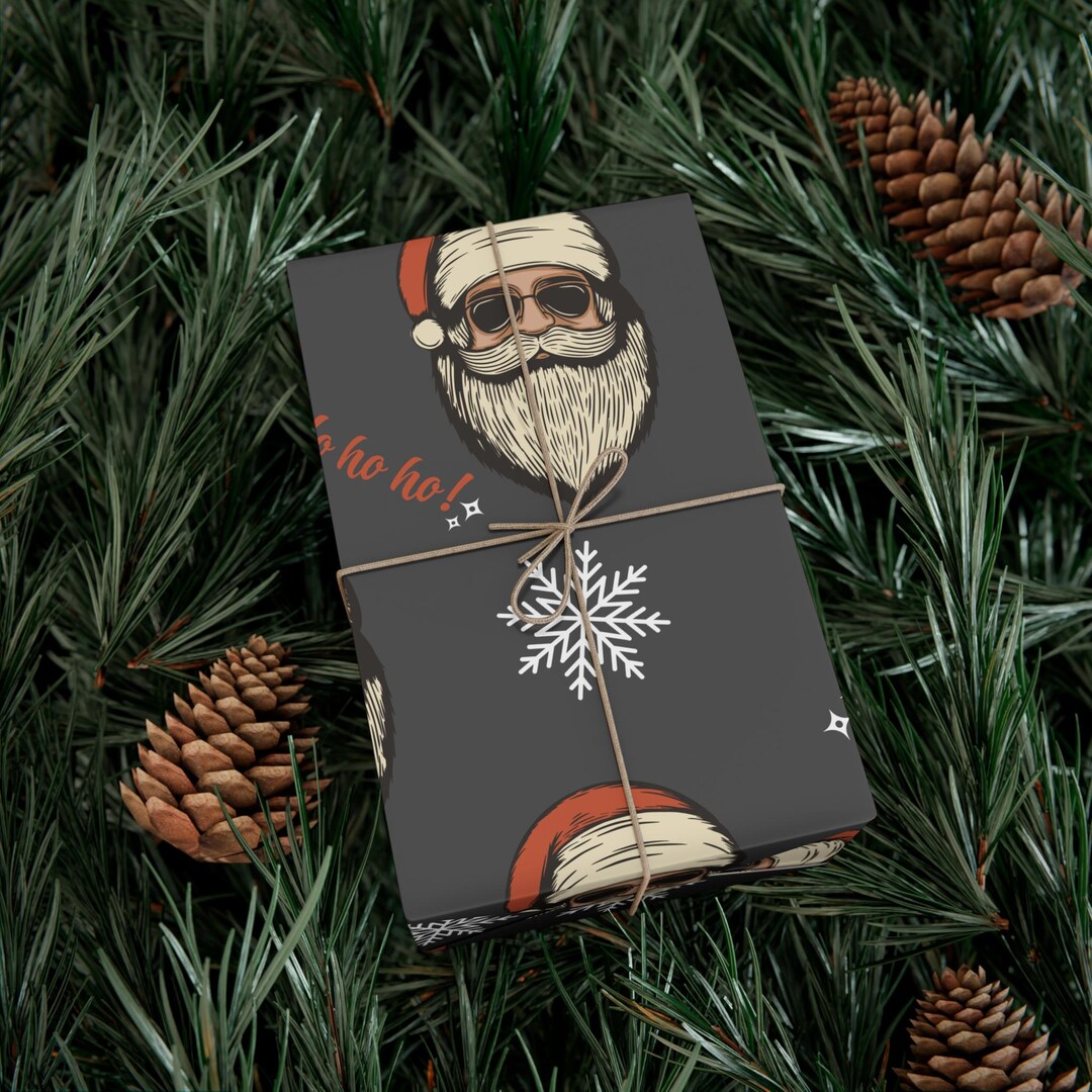 Santa Ho Ho Ho Gift Wrap Paper, Christmas Wrapping Paper, Holiday Gift ...