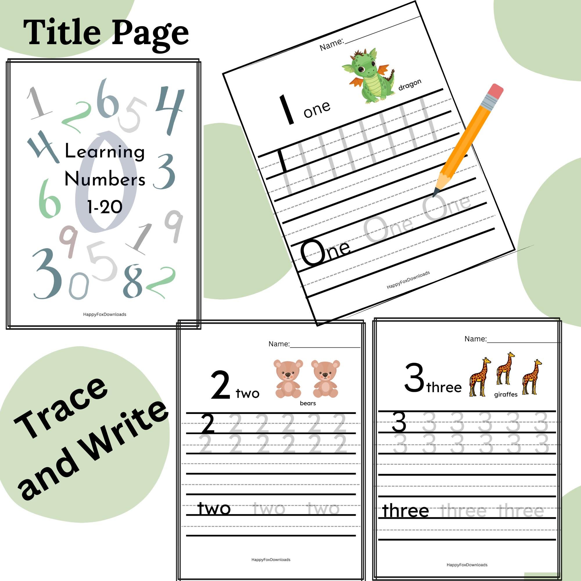 20 Number Tracing Worksheets, Counting, Teaching, Homeshool, Math - Etsy