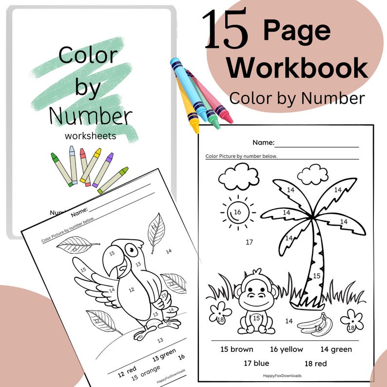 Color by Number Worksheets, Coloring Sheets, Workbook, Homeschool ...