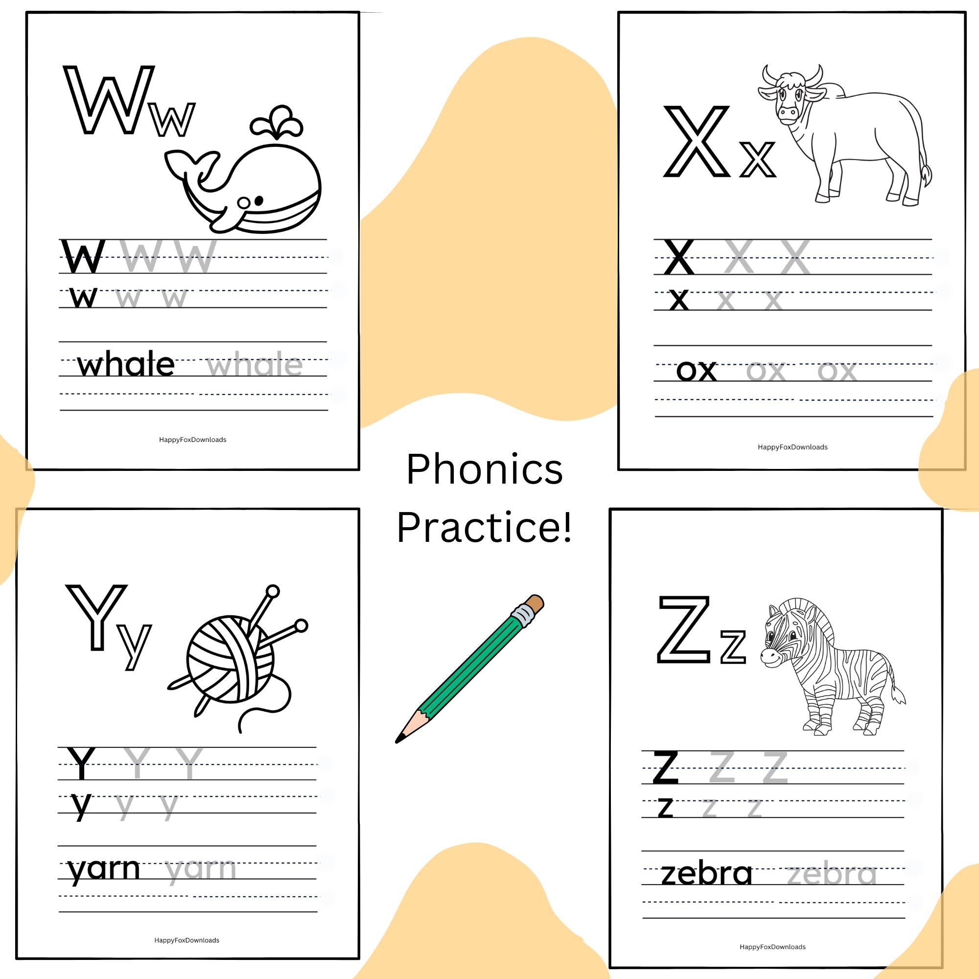 26 Alphabet Tracing Worksheets, Coloring, Kindergarten, First and ...