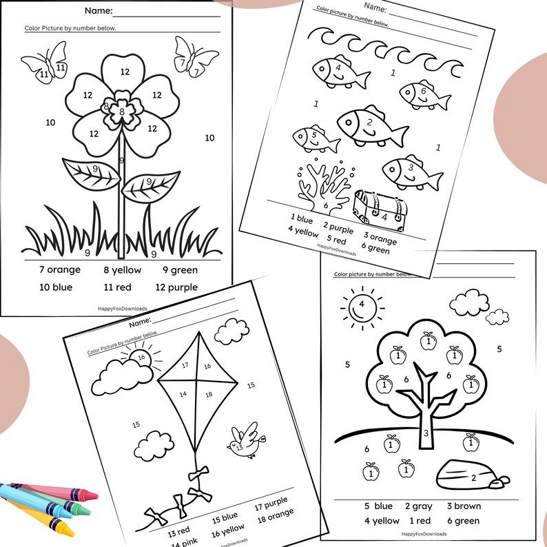 Color by Number Worksheets, Coloring Sheets, Workbook, Homeschool ...