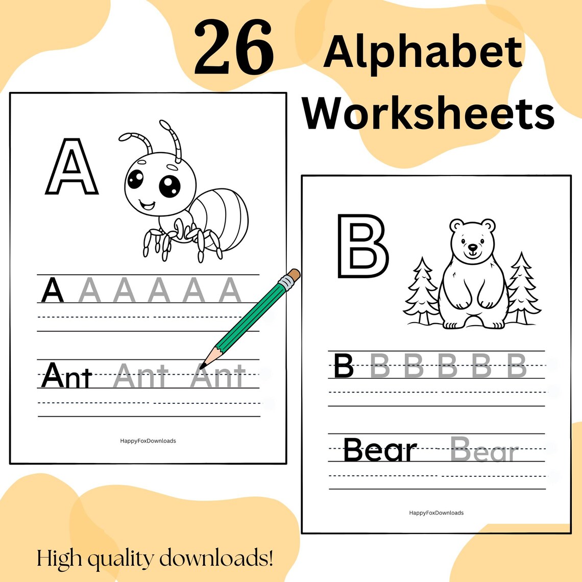 26 Alphabet Tracing Worksheets, Coloring, Kindergarten, First and ...