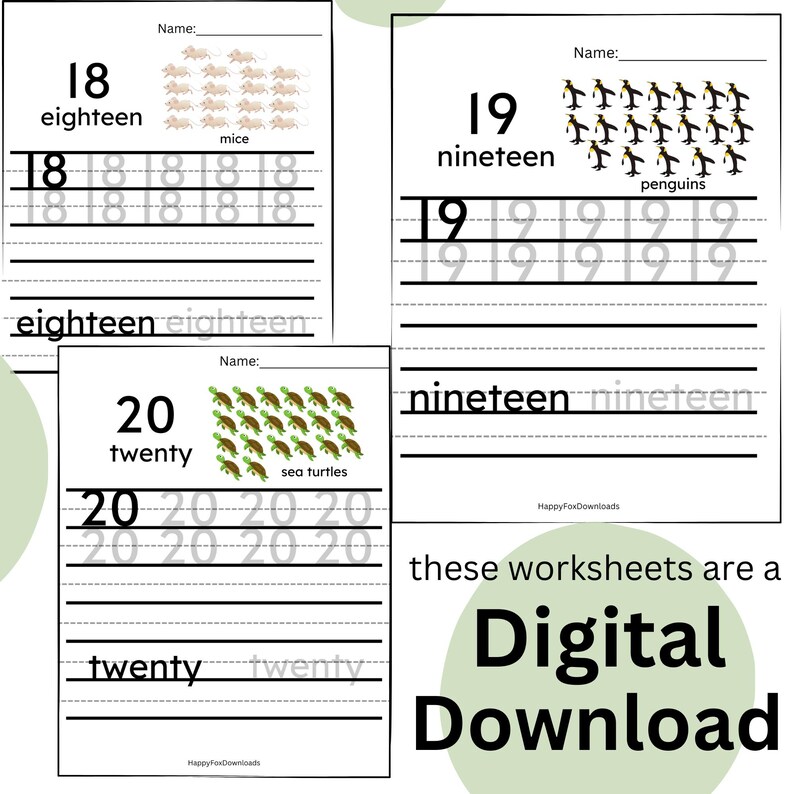 20 Number Tracing Worksheets, Counting, Teaching, Homeshool, Math - Etsy