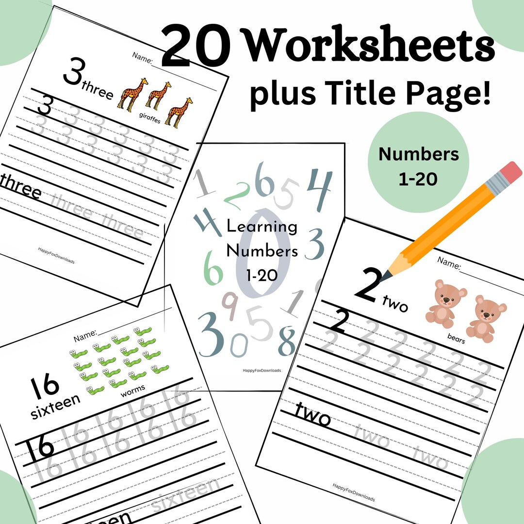 20 Number Tracing Worksheets, Counting, Teaching, Homeshool, Math - Etsy