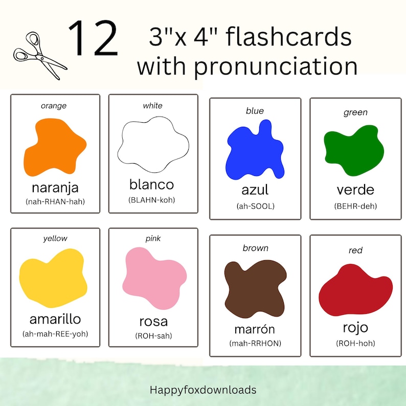 Spanish and English Color Flashcards, Bilingual Learning, Printable ...
