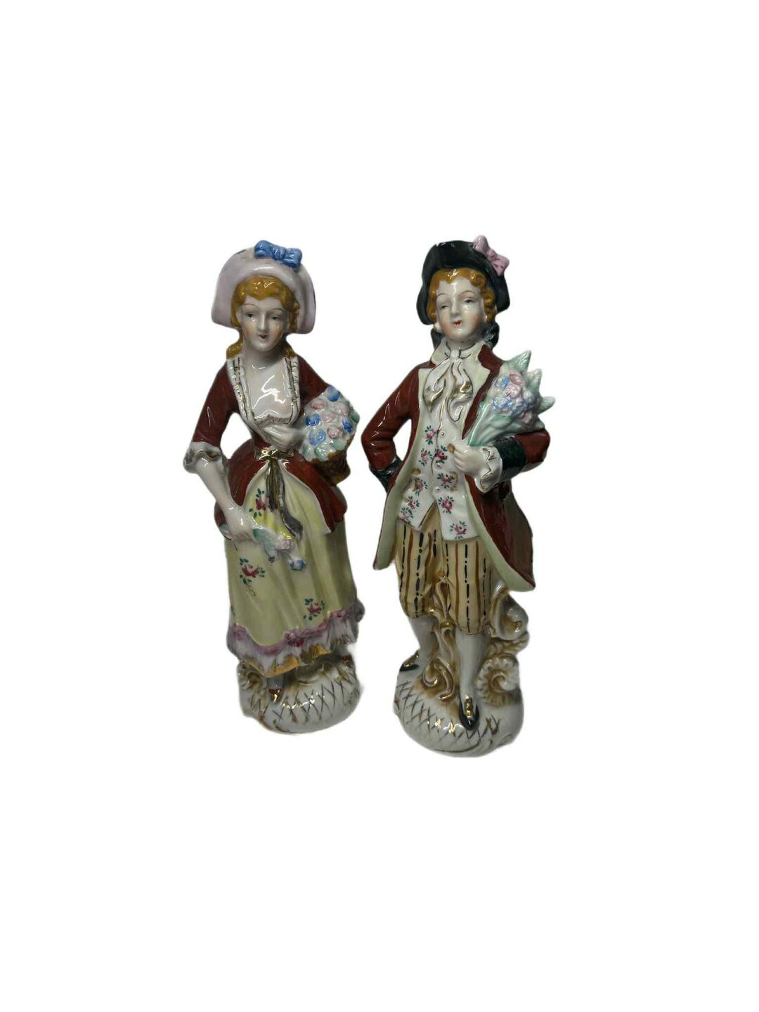Unique Vintage Porcelain Colonial Victorian Statues - Man and Woman - Etsy