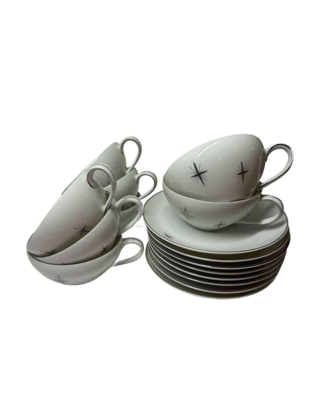 Vintage 1950s Atomic Fukagawa Starburst Cross Pattern 713 - Teacups Set ...