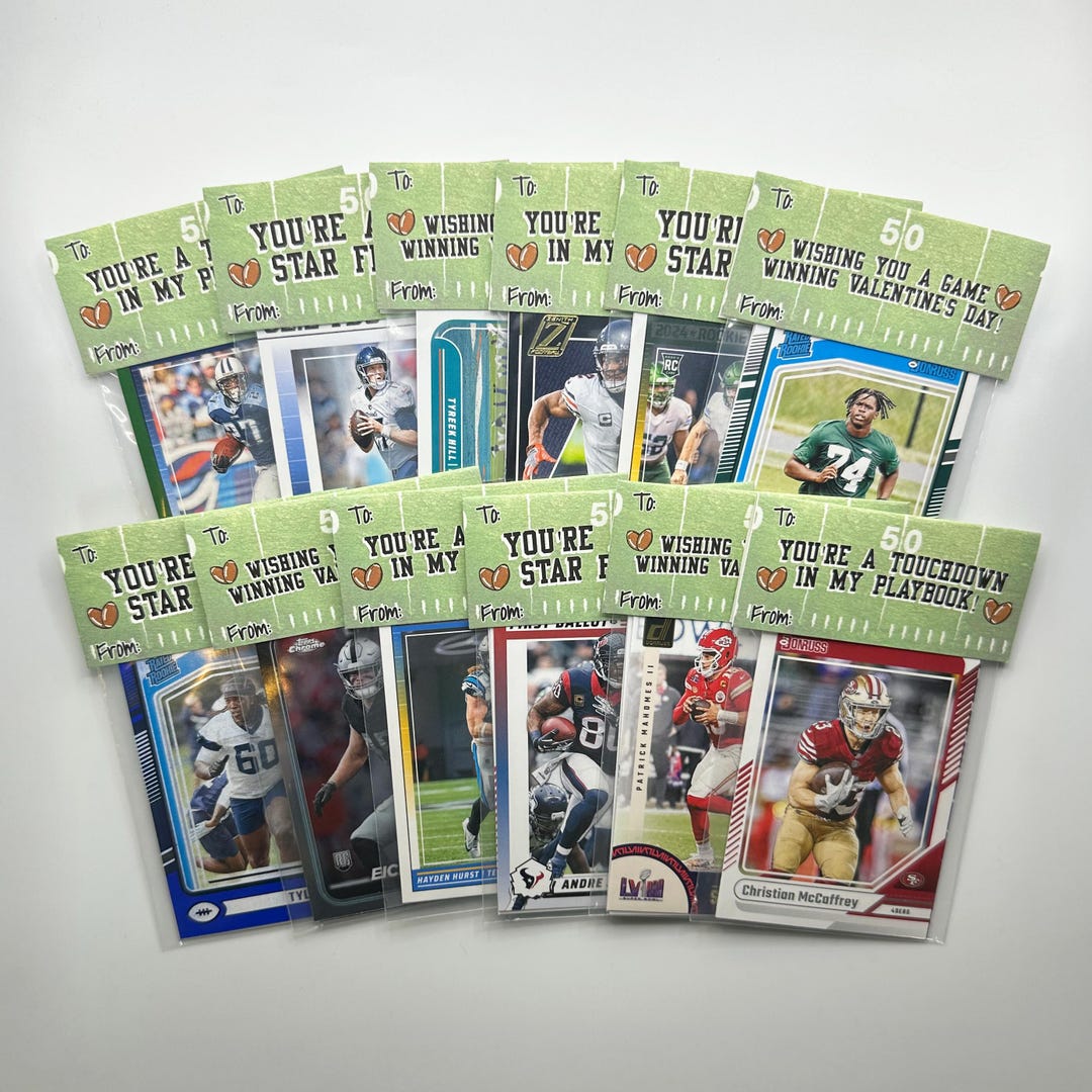 Football Trading Card Valentines for Classroom, Bundle of 12 - Etsy